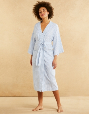 Cotton Linen Stripe Robe Robes And Dressing Gowns The White Company Uk