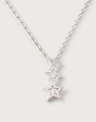 Estella Bartlett Silver Plated Star and Cubic Zirconia Droplet Necklace Accessories Sale The White Company UK