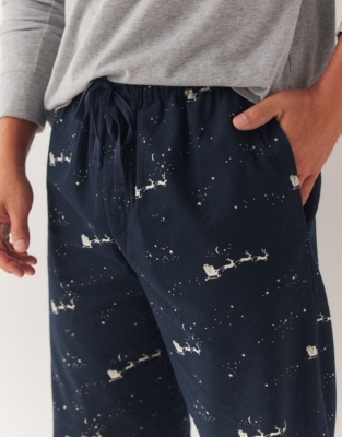 Mens Organic Brushed Cotton Starry Night Pyjama Bottoms Menswear
